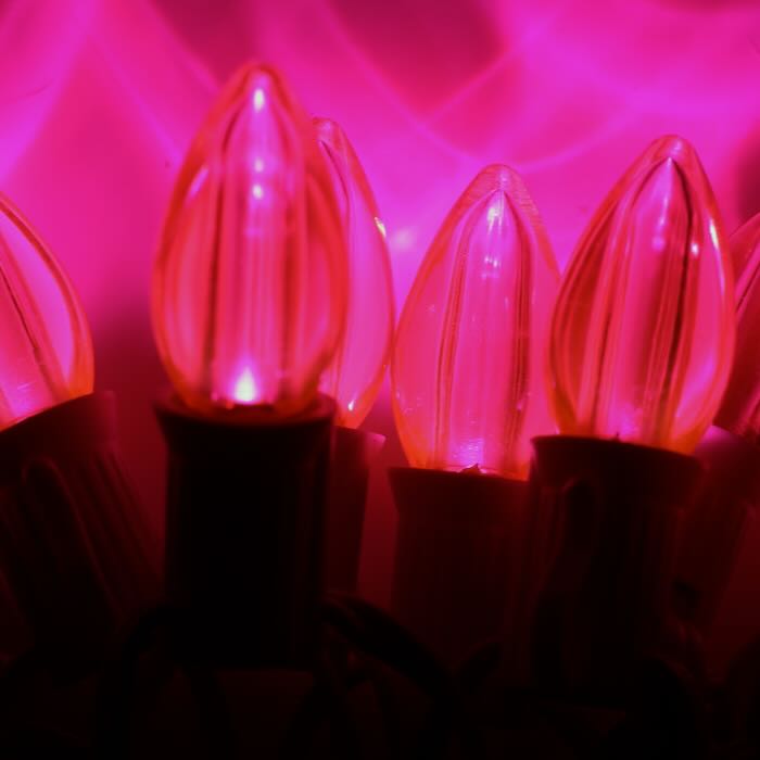 C7 Pink Smooth LED Bulbs E12 Bases (SMD) (25 Pack) – Christmas Light Source