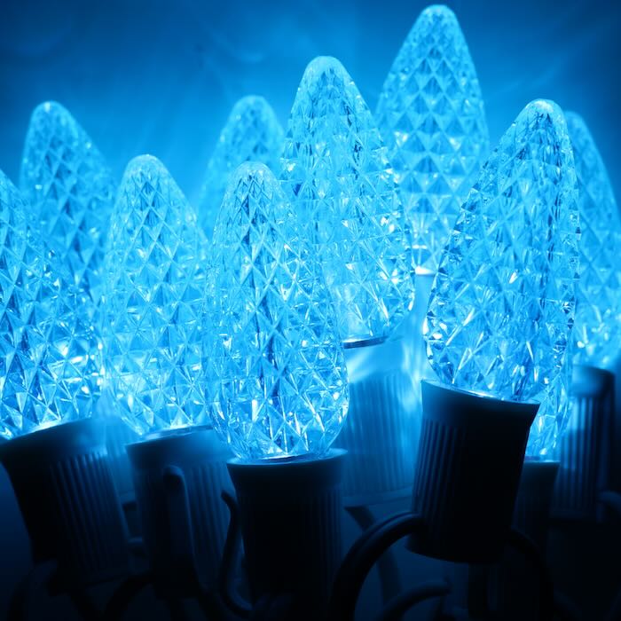 C9 Teal LED Bulbs E17 Bases (SMD) (25 Pack) – Christmas Light Source