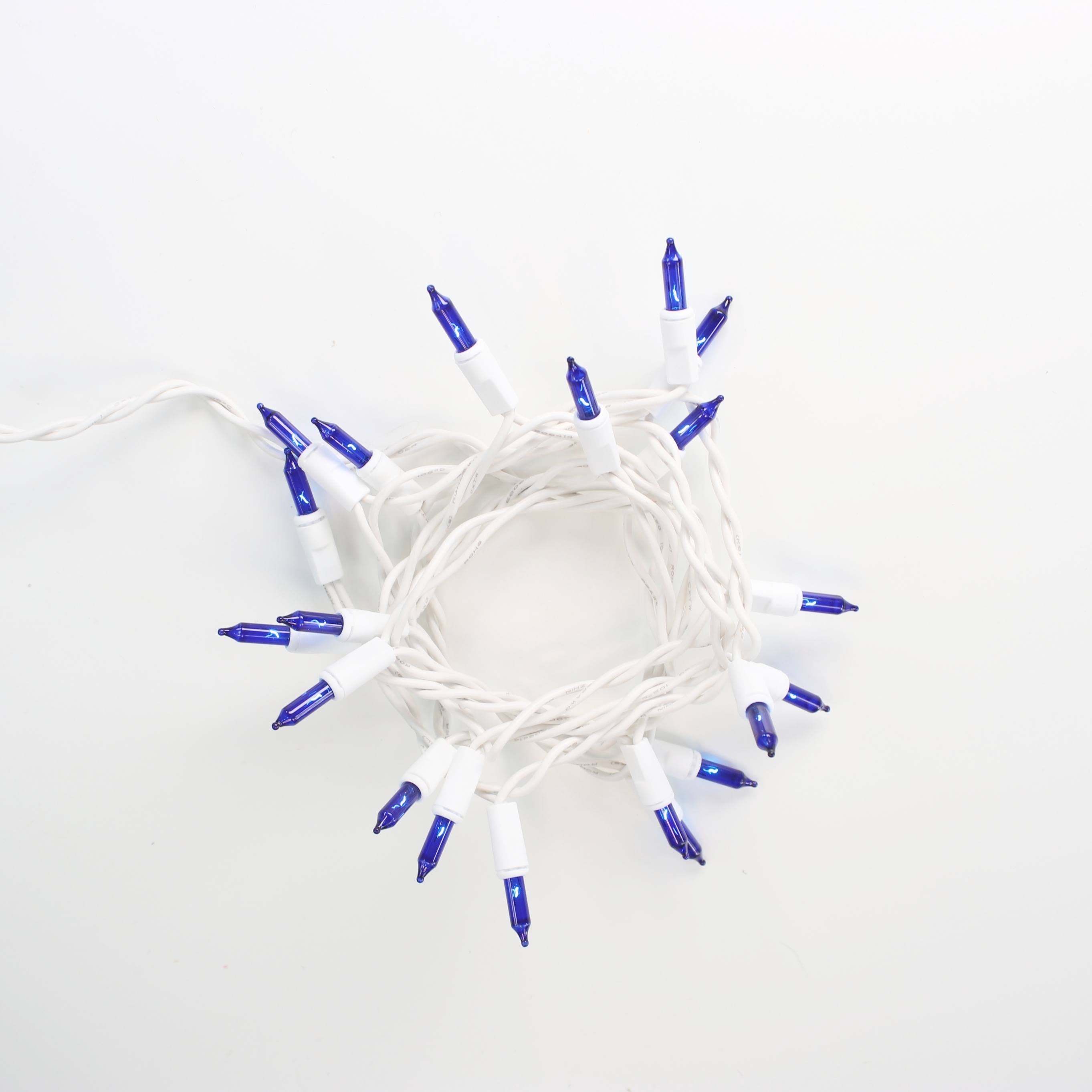 20-bulb Blue Glass Craft Lights, White Wire – Christmas Light Source