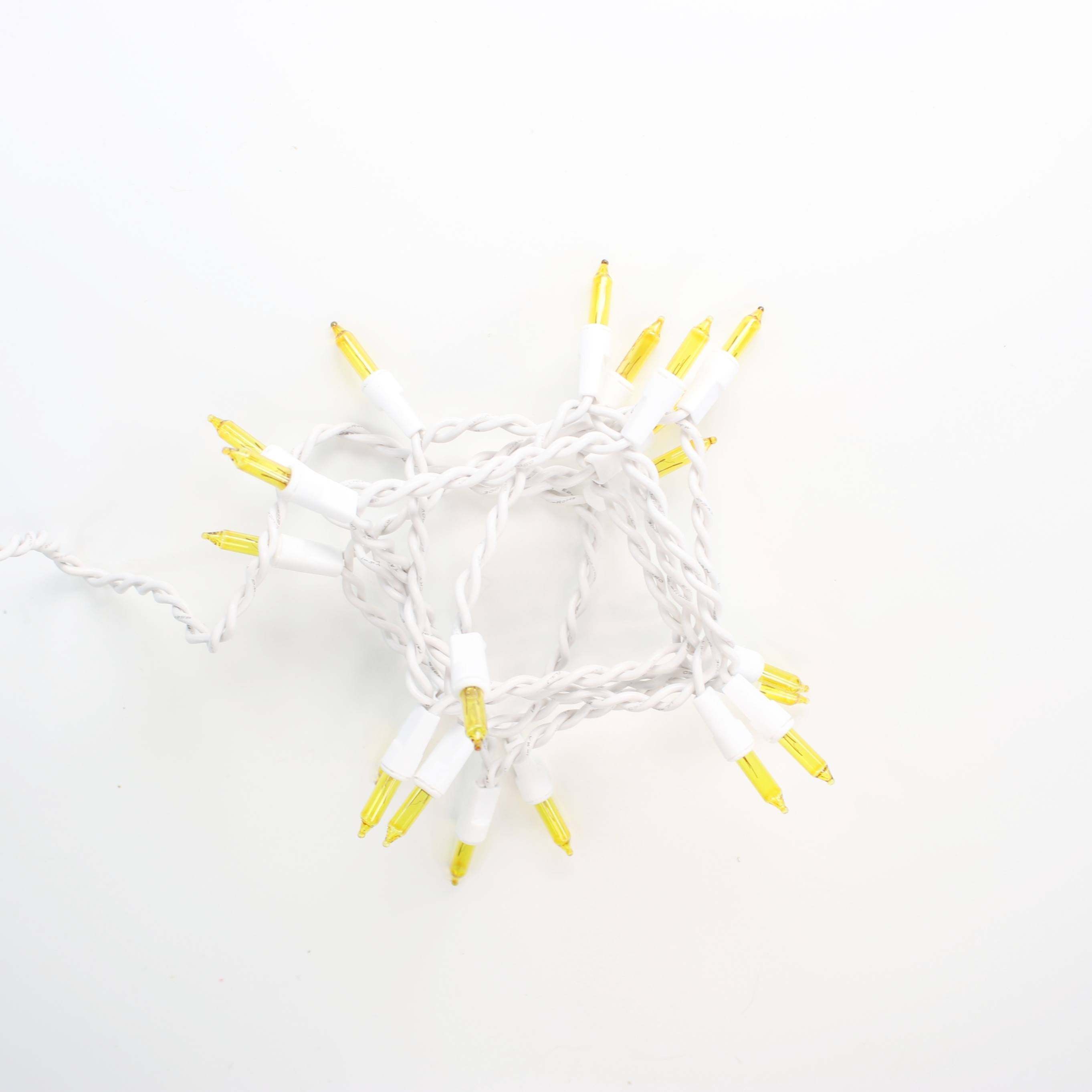 20-bulb Yellow Glass Craft Lights, White Wire – Christmas Light Source