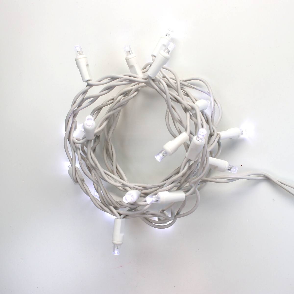 20-light Pure White LED Craft Lights, White Wire – Christmas Light Source