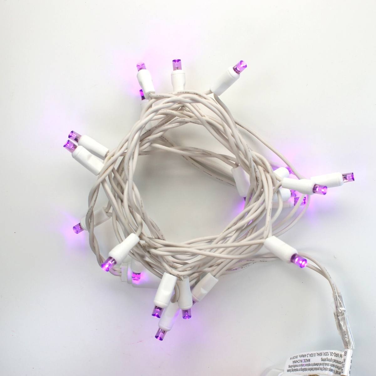 20-light Purple LED Craft Lights, White Wire – Christmas Light Source