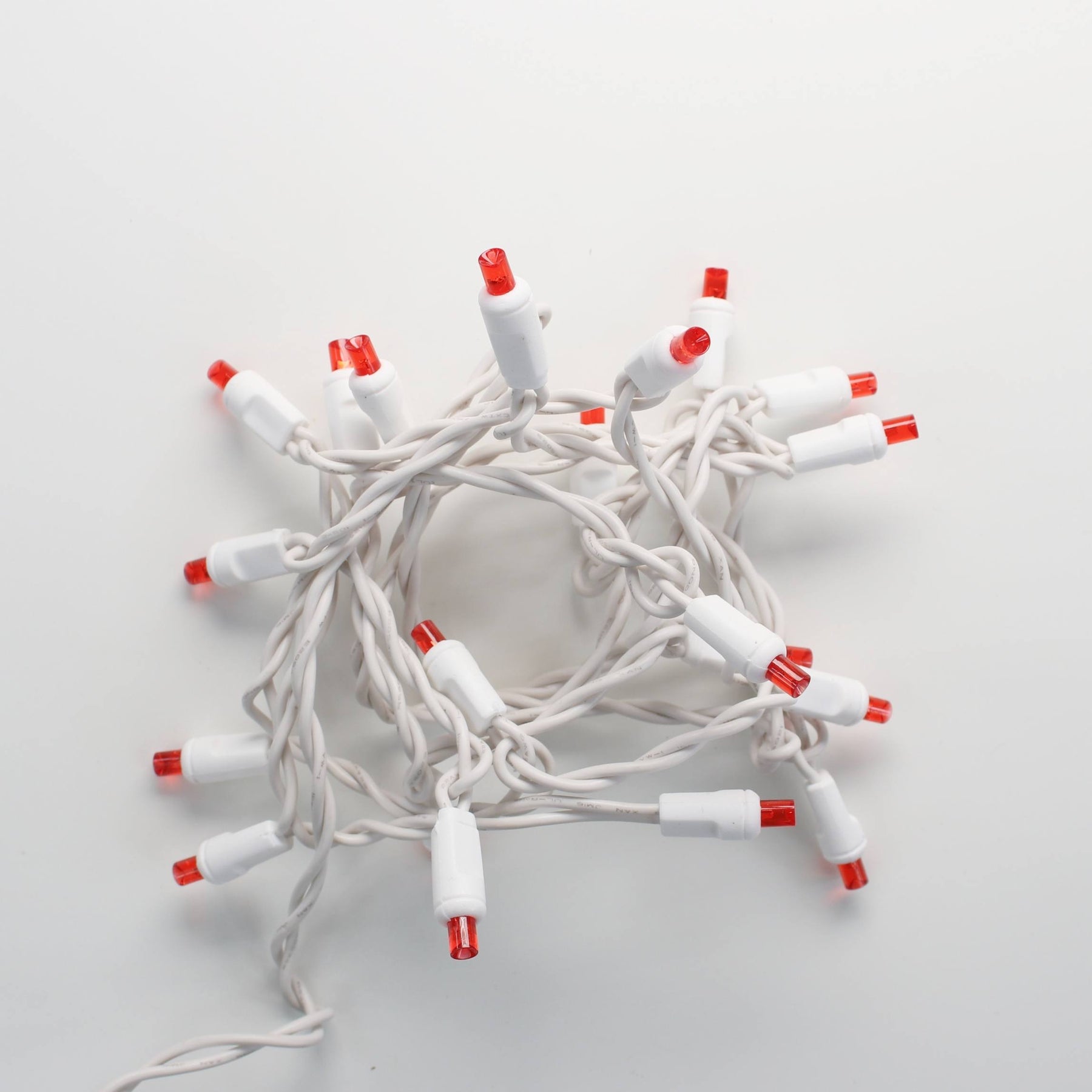 20-light Red LED Craft Lights, White Wire – Christmas Light Source