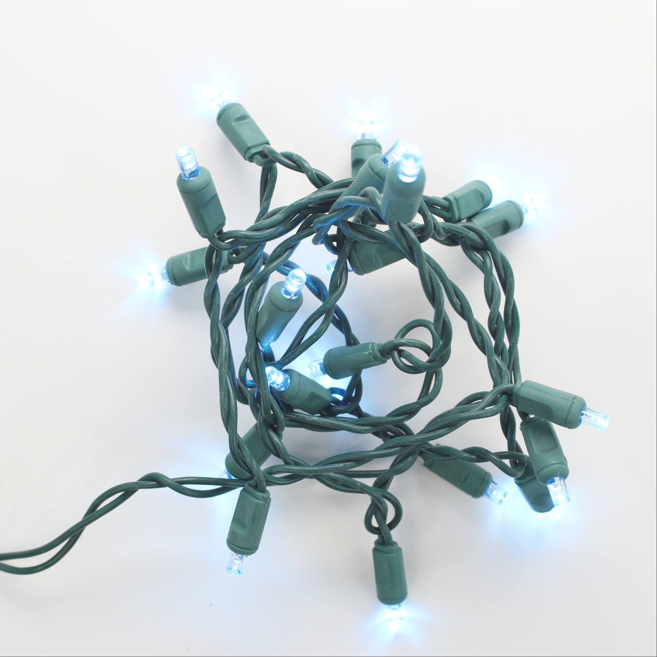 20-light Teal LED Craft Lights, Green Wire – Christmas Light Source