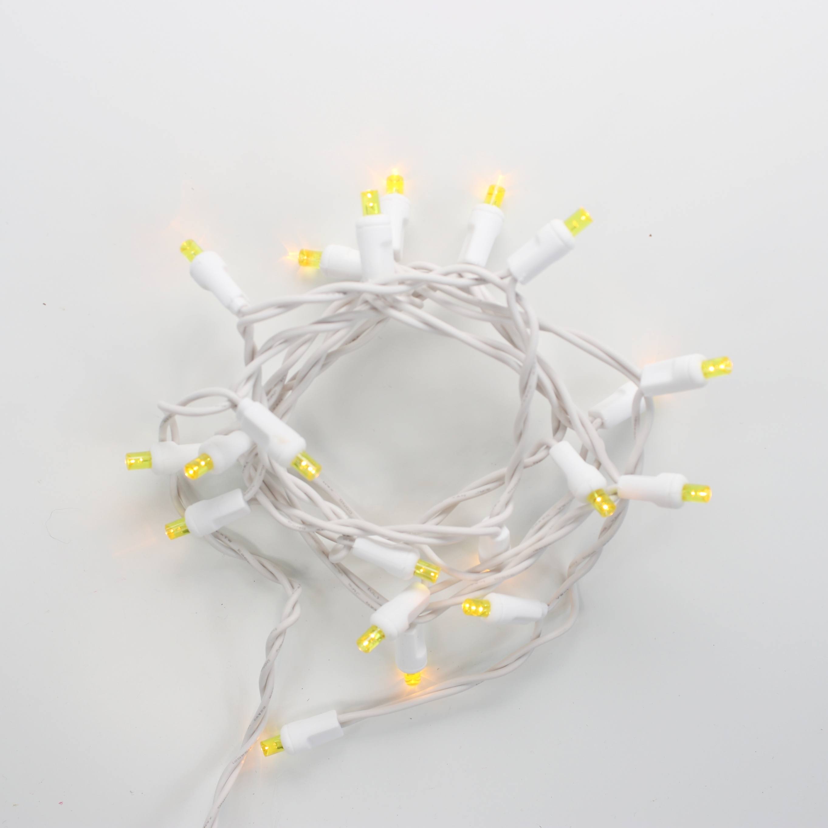 20-light Yellow LED Craft Lights, White Wire – Christmas Light Source