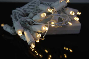 20-light 5mm Warm White LED Battery Lights, White Wire – Christmas ...