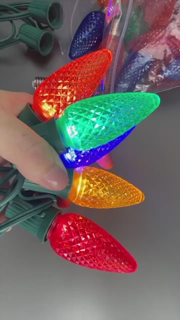 Minleon C9 Multicolor LED Bulbs E17 Bases (SMD) (25 Pack) – Christmas ...