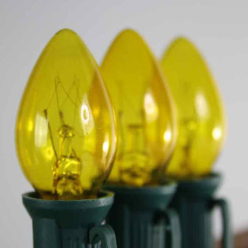 C7 Yellow Glass Bulbs E12 Bases (25 Pack) – Christmas Light Source