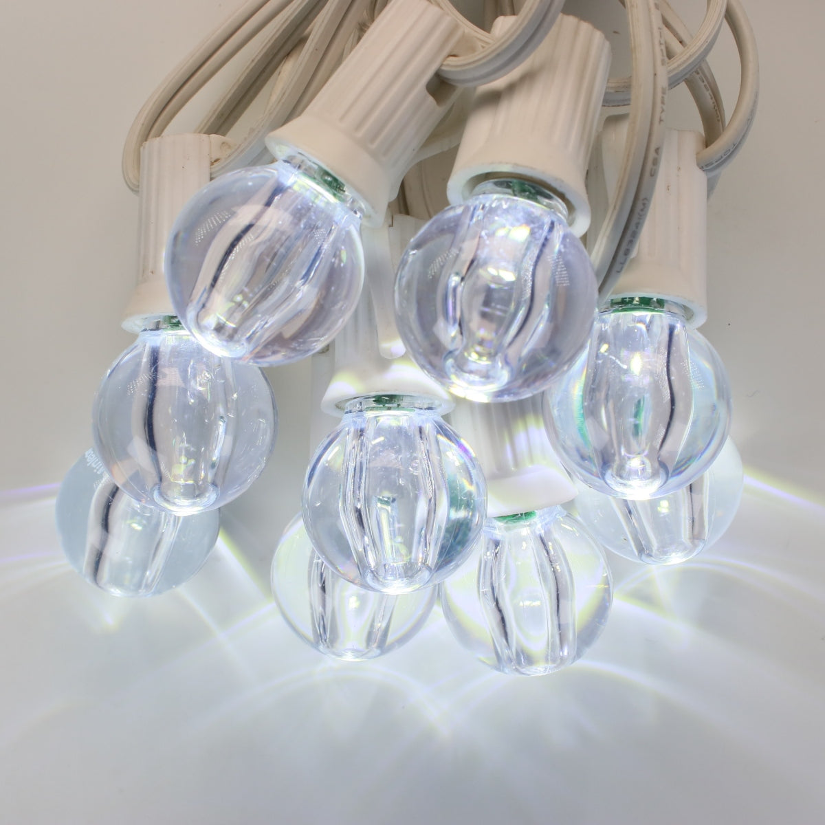 G30 Pure (Cool) White Smooth LED Bulbs E12 Bases (25 Pack) – Christmas ...