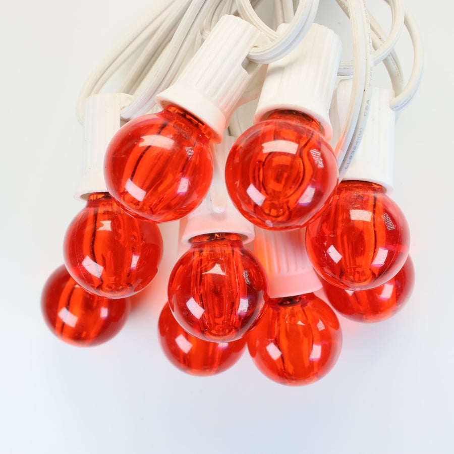 G30 Red Smooth LED Bulbs E12 Bases (25 Pack) – Christmas Light Source