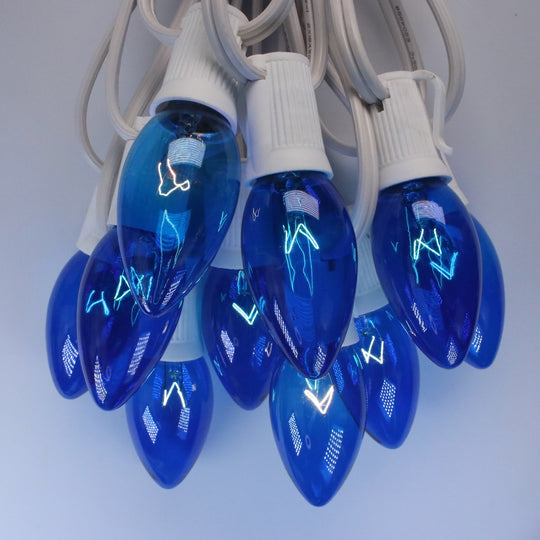 C9 Blue Glass Bulbs E17 Bases (25 Pack) – Christmas Light Source