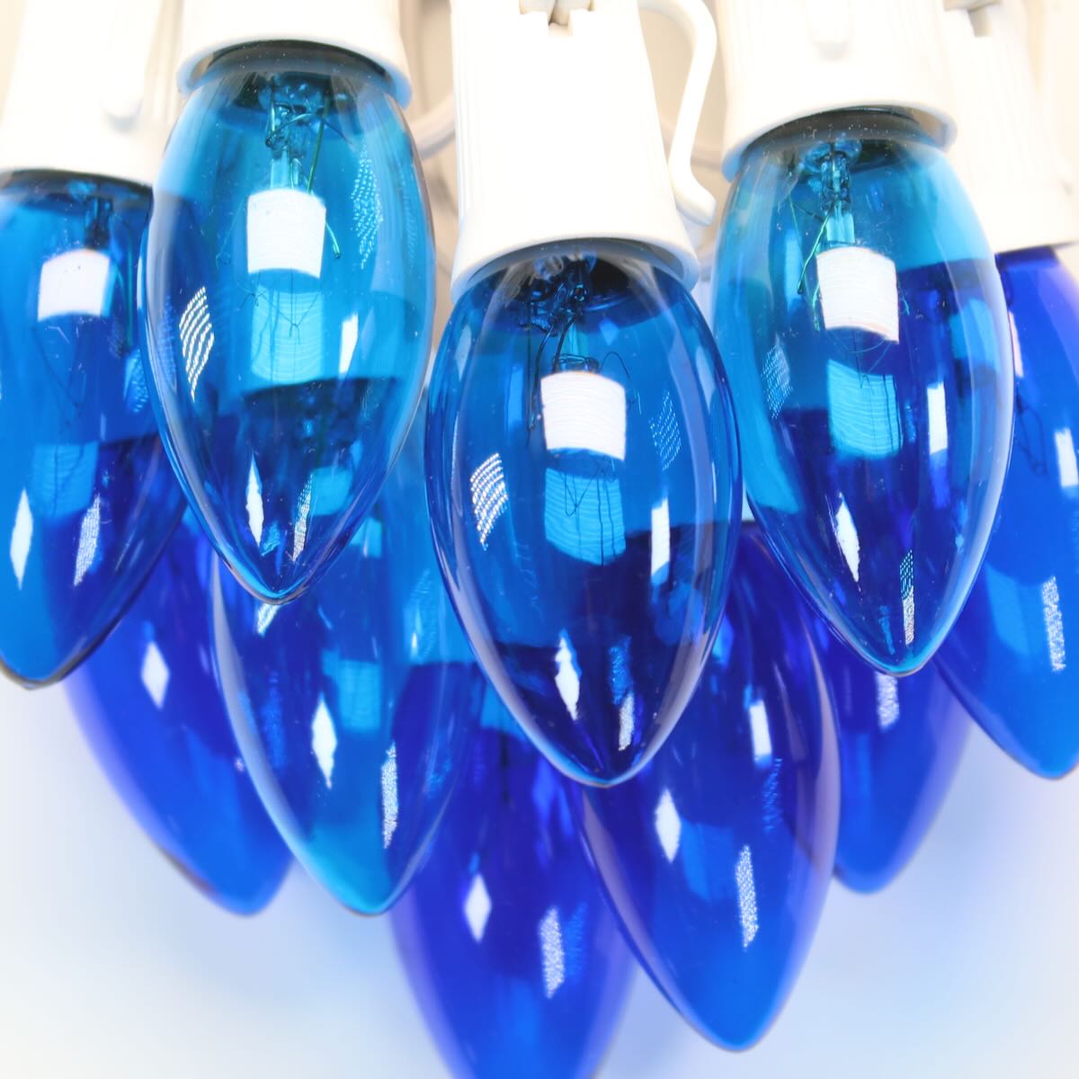 C9 Blue Glass Bulbs E17 Bases (25 Pack) – Christmas Light Source