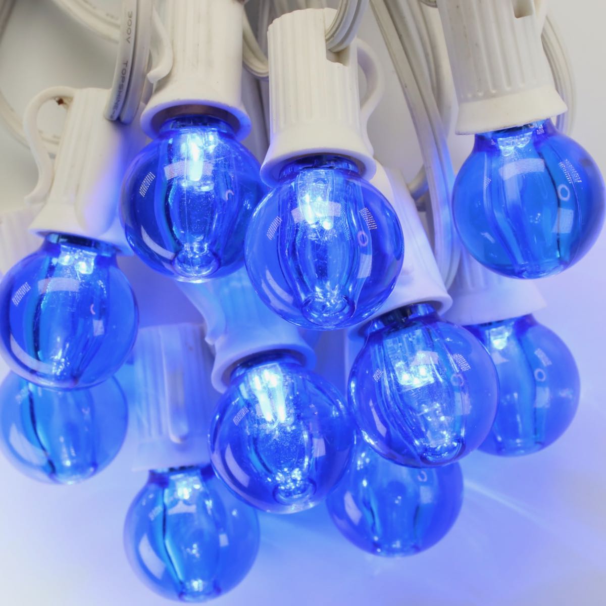 Minleon G30 Blue Smooth LED Bulbs E12 Bases (25 Pack) – Christmas Light ...