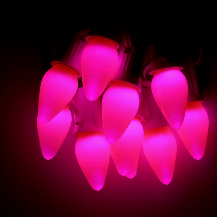 Minleon C7 Pink Smooth Opaque LED Bulbs E12 Bases (SMD) (25 Pack ...