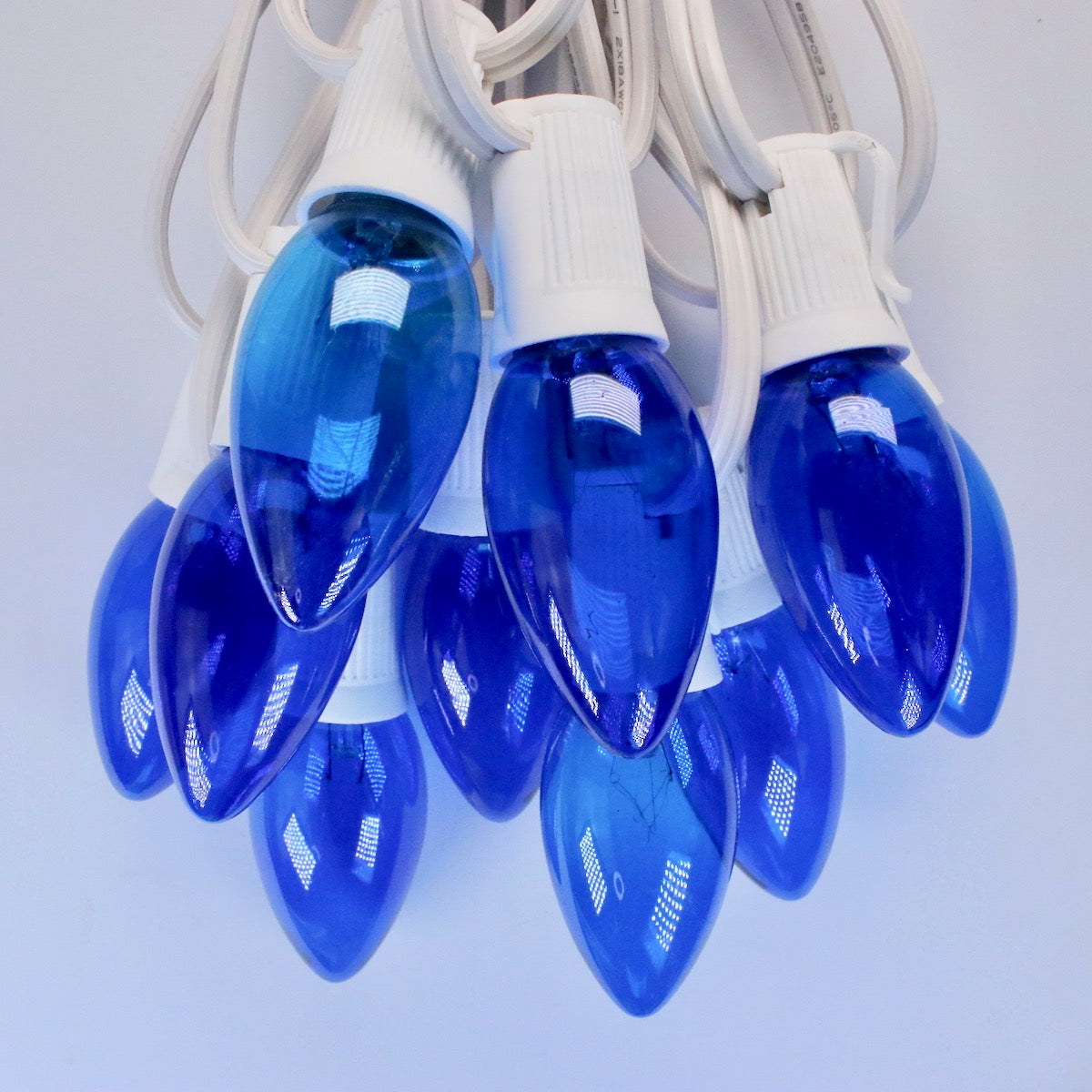 C9 Blue Glass Bulbs E17 Bases (25 Pack) – Christmas Light Source