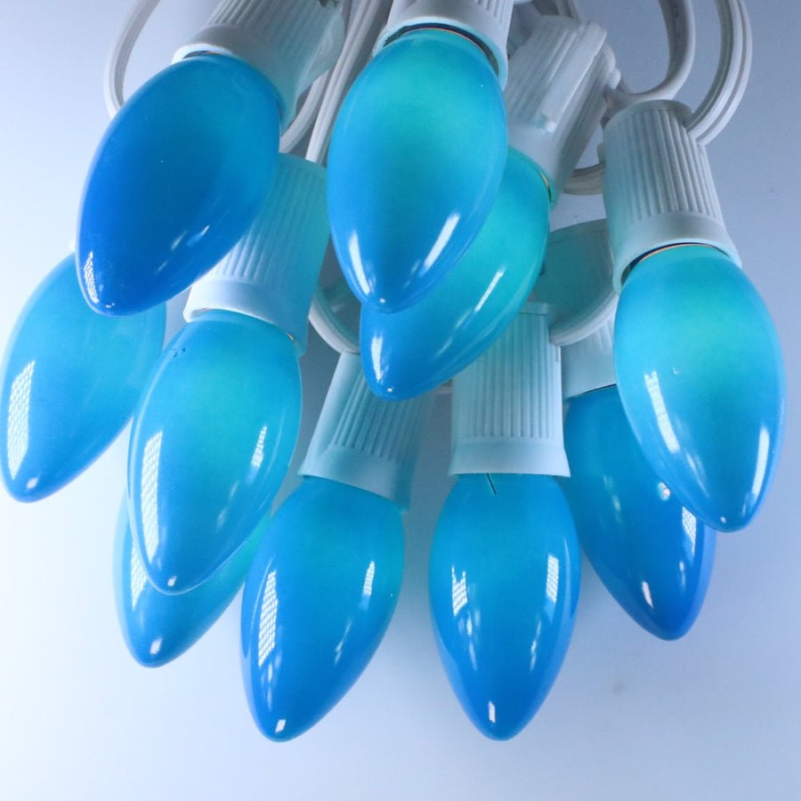 C9 Blue Opaque Glass Bulbs E17 Bases (25 Pack) – Christmas Light Source