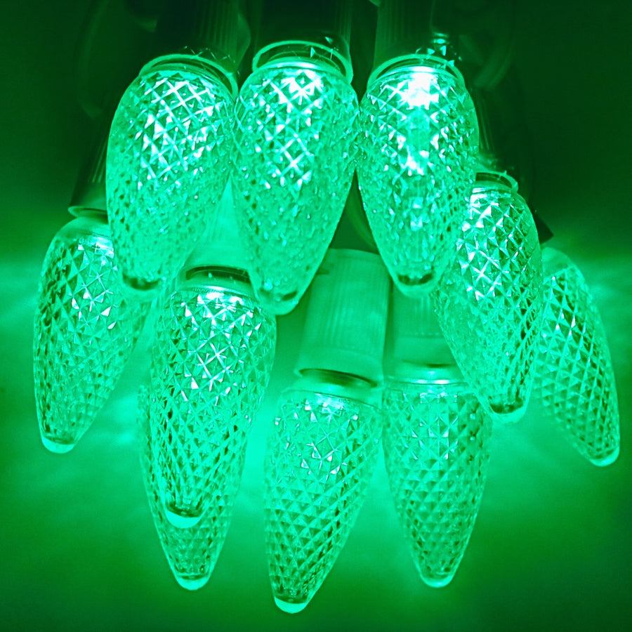 Minleon C9 Green Twinkle LED Bulbs E17 Bases (25 Pack) – Christmas ...