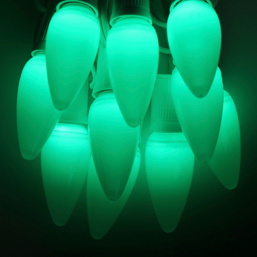 Minleon C9 Green Smooth Opaque LED Bulbs E17 Bases (SMD) (25 Pack ...