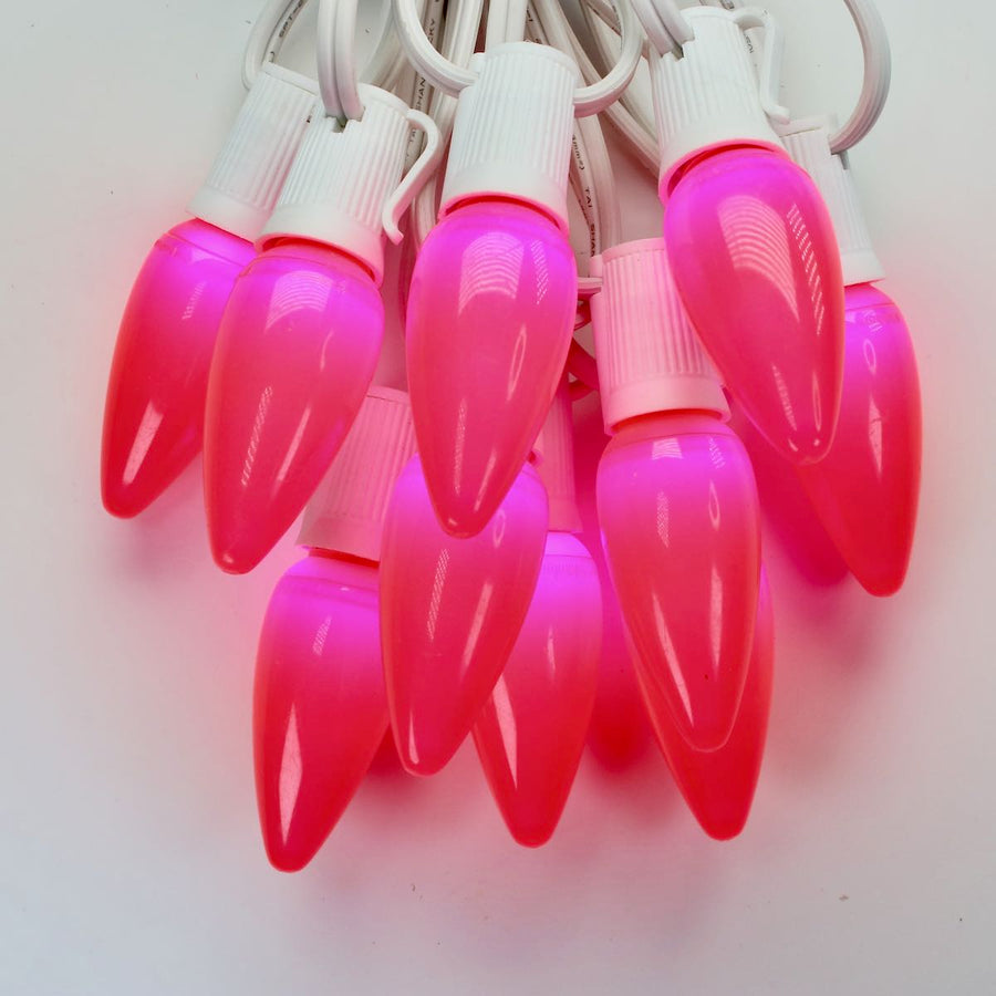 Minleon C9 Pink Smooth Opaque LED Bulbs E17 Bases (SMD) (25 Pack ...