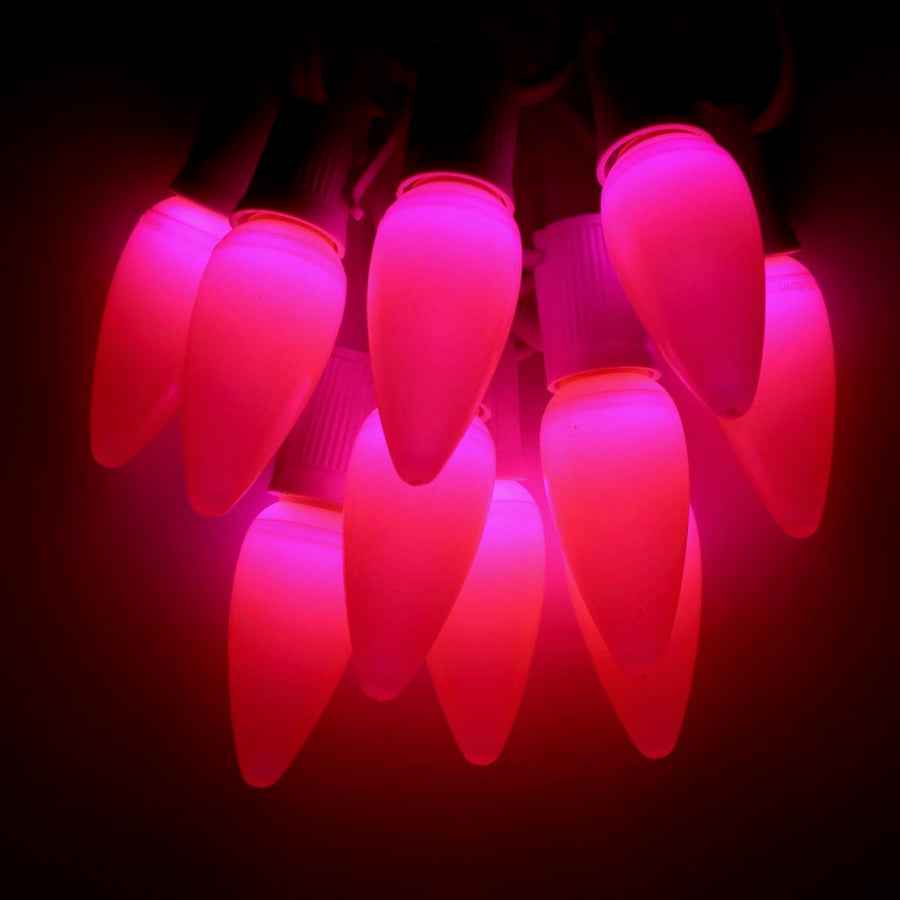 Minleon C9 Pink Smooth Opaque LED Bulbs E17 Bases (SMD) (25 Pack ...