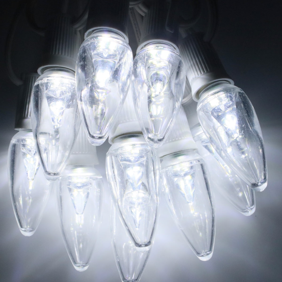 Minleon C9 Pure (Cool) White Smooth LED Bulbs E17 Bases (SMD) (25 Pack ...