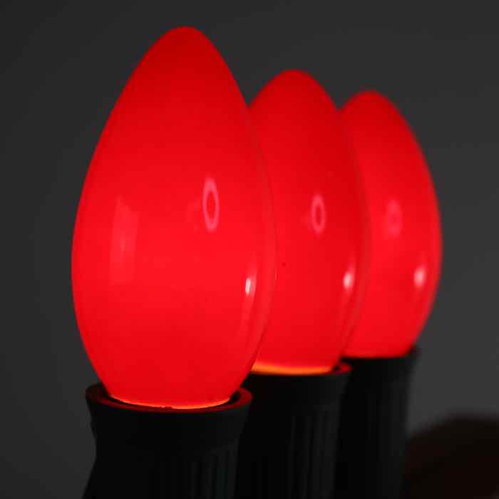 C9 Red Opaque Glass Bulbs E17 Bases (25 Pack) – Christmas Light Source