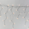 150-bulb Clear Glass Icicle Lights, White Wire – Christmas Light Source