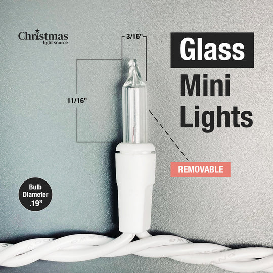 100-bulb Orange Mini Lights, 2.5" Spacing, White Wire – Christmas Light ...