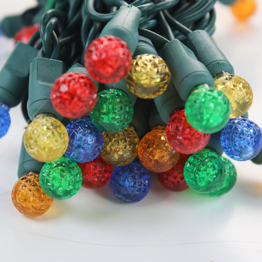 50-light G12 Multicolor LED Christmas Lights, 4" Spacing Green Wire ...