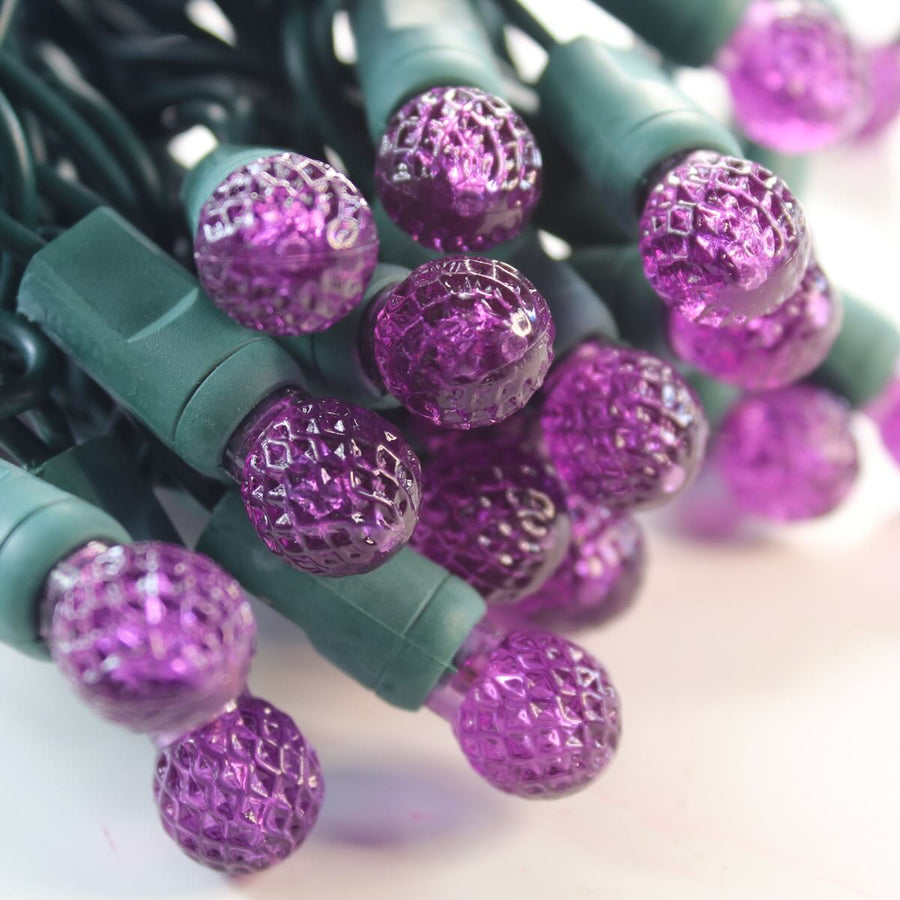 50-light G12 Purple LED Christmas Lights, 4" Spacing Green Wire ...