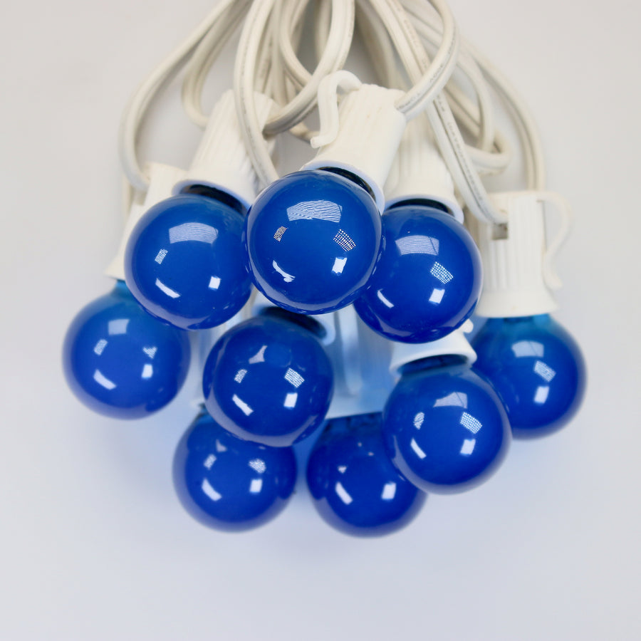 G30 Blue Satin Glass Bulbs E12 Bases (Pack of 25) – Christmas Light Source