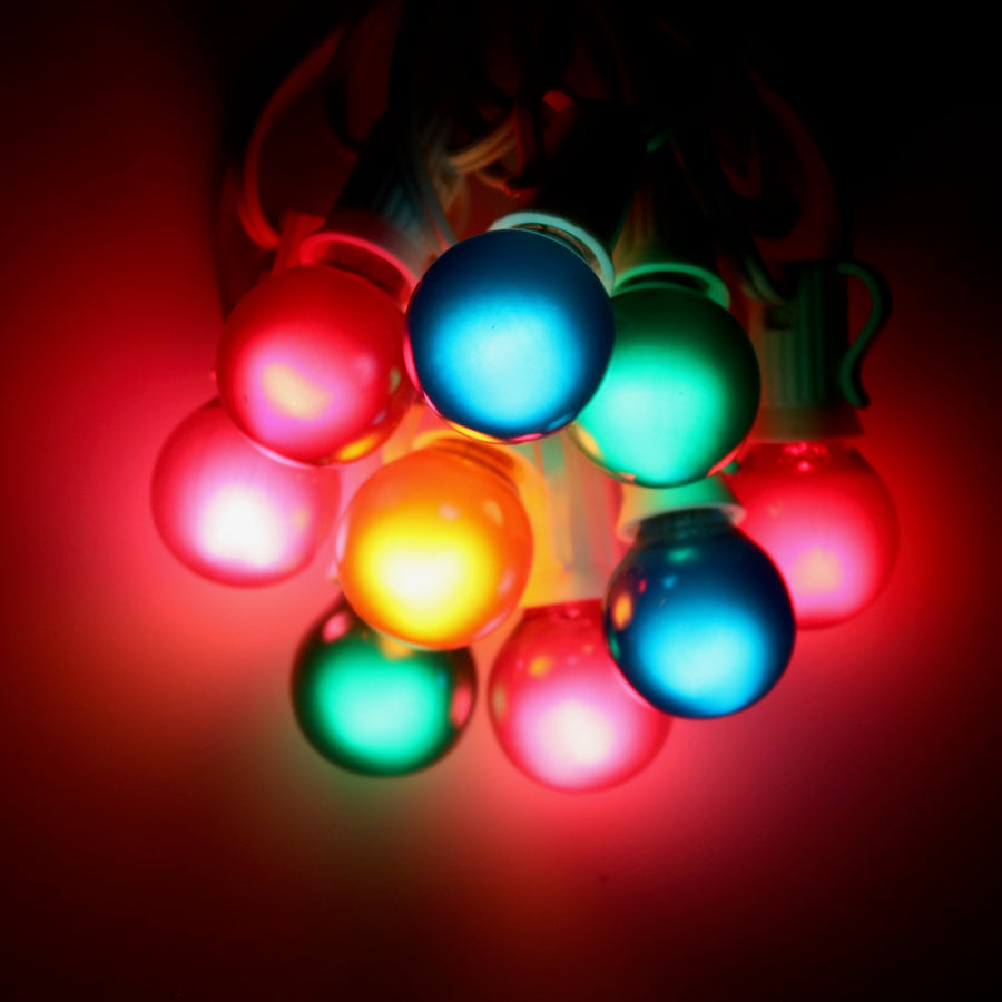 G30 Multicolor Satin Glass Bulbs E12 Bases (25 Pack) – Christmas Light ...