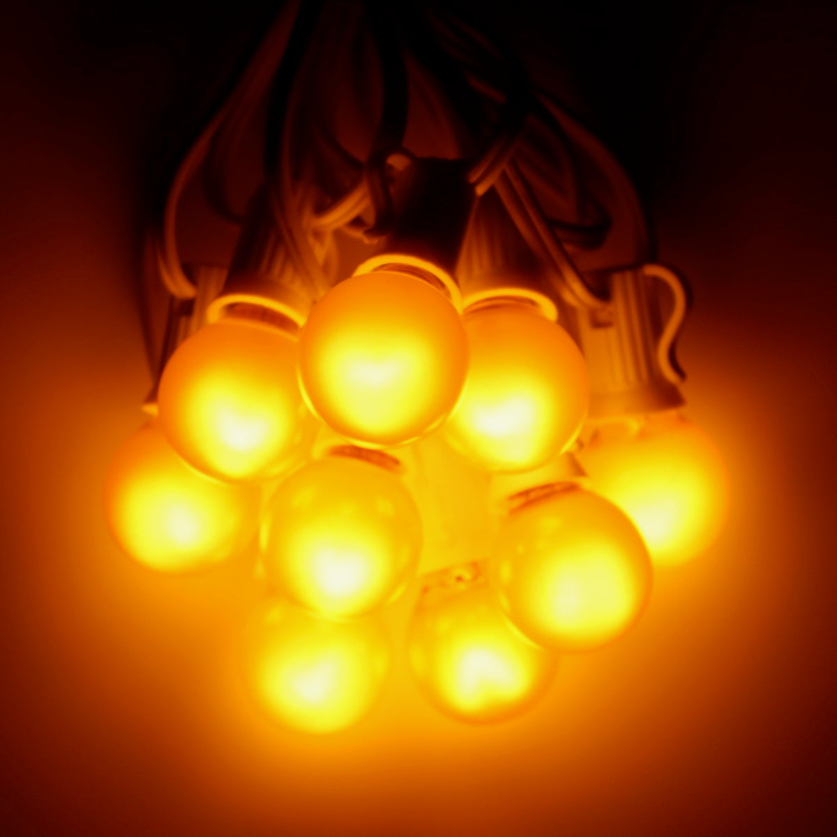 G30 Yellow Satin Glass Bulbs E12 Bases (25 Pack) – Christmas Light Source