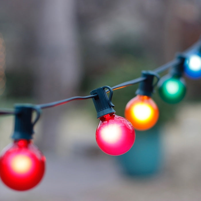 G40 Multicolor Satin Glass Bulbs E12 Bases (25 Pack) – Christmas Light ...