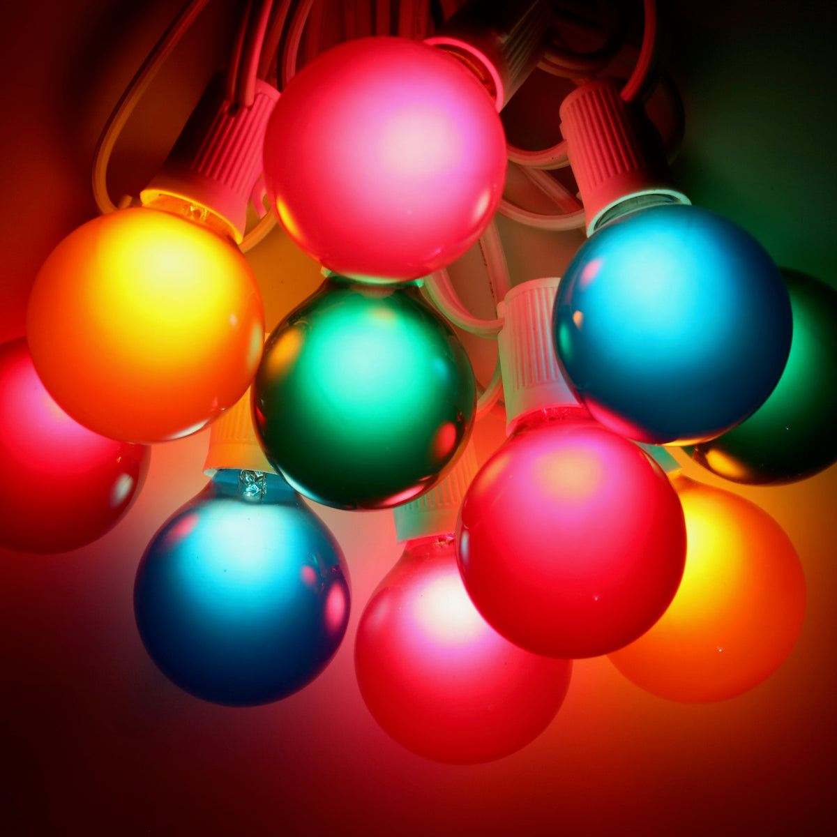 G50 Multicolor Satin Glass Bulbs E17 Bases (25 Pack) – Christmas Light ...