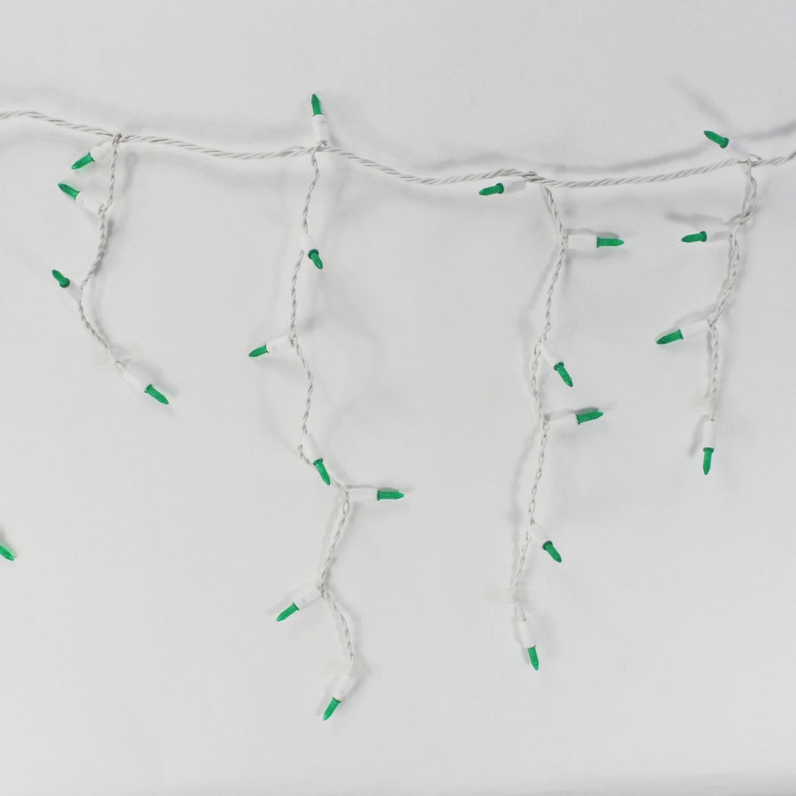 100-light M5 Green LED Icicle Lights, White Wire – Christmas Light Source