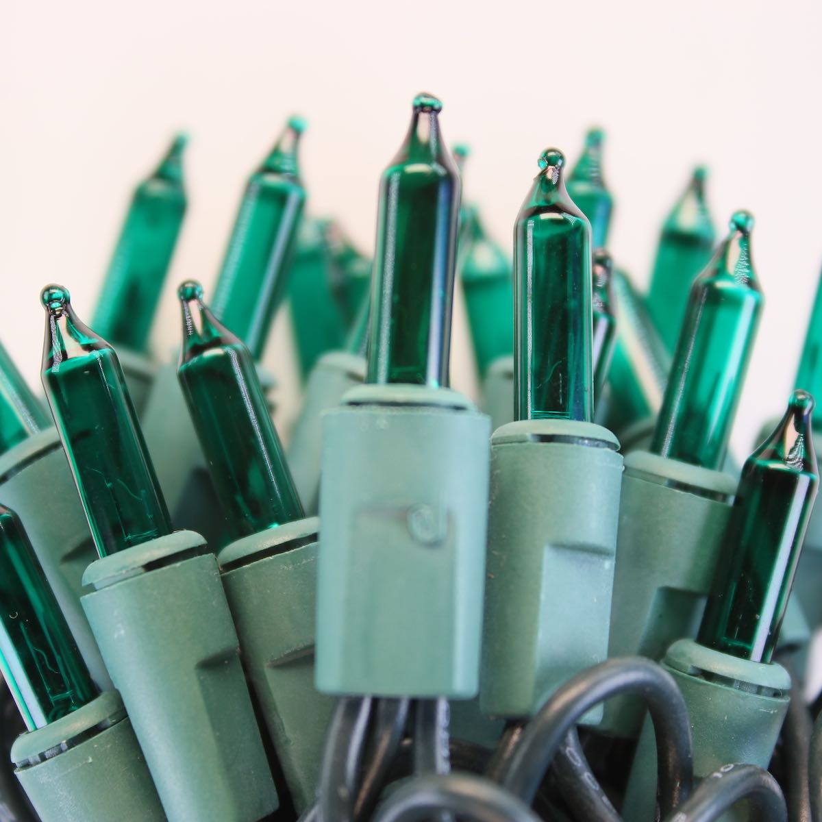 50-bulb Green Mini Lights, 6" Spacing, Green Wire – Christmas Light Source