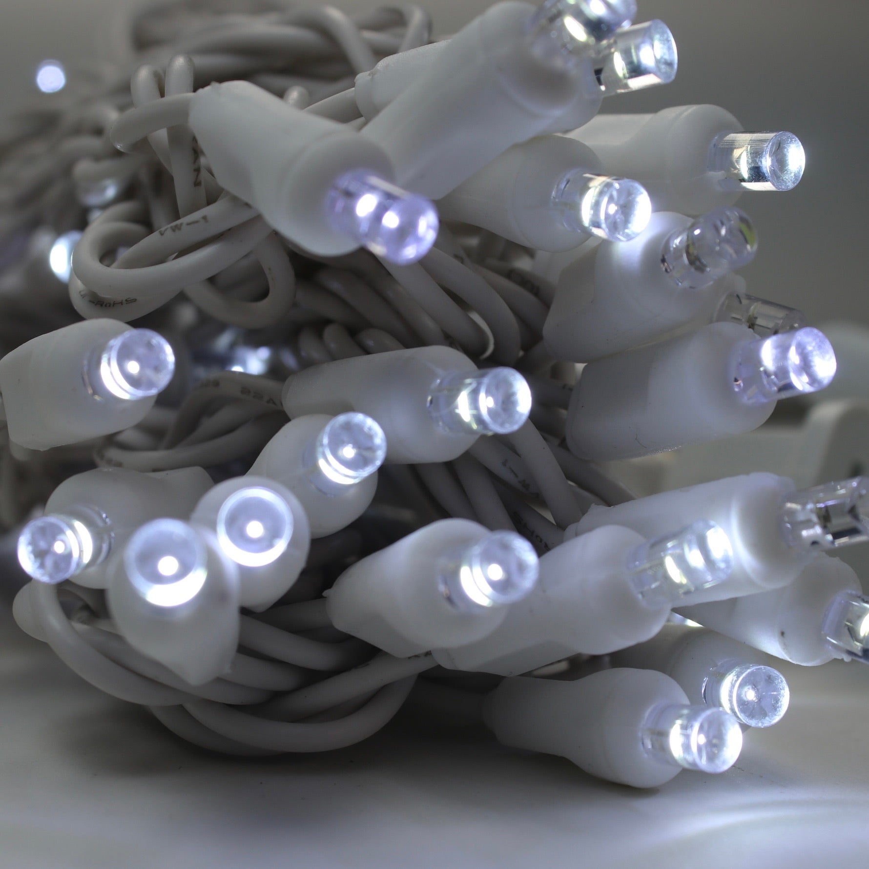 50-light Pure White LED Twinkle Lights - 50 Count Bulbs, White Wire ...