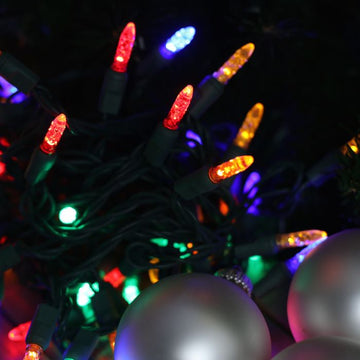 50-light M5 Multicolor LED Christmas Lights, 4" Spacing Green Wire ...