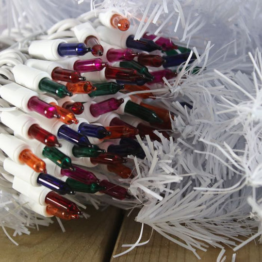 100-bulb Multicolor Mini Lights, 6" Spacing, White Wire (Final Sale ...