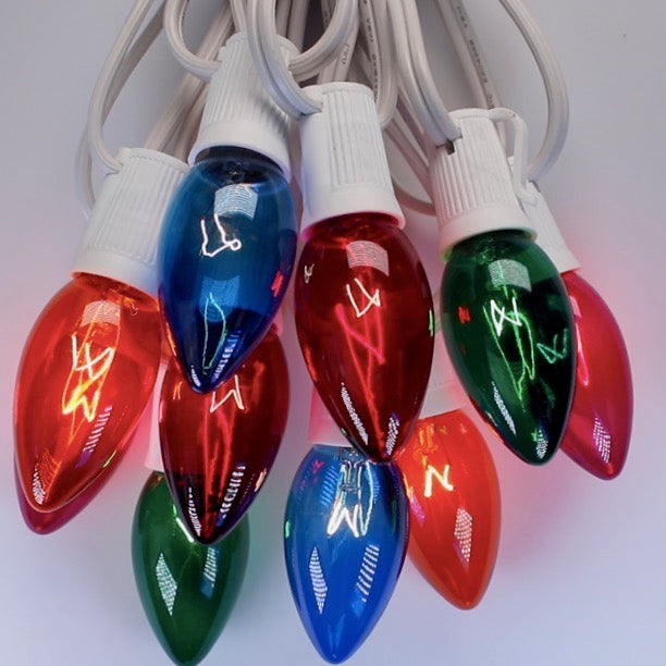 C9 Multicolor Glass Bulbs E17 Bases (25 Pack) – Christmas Light Source