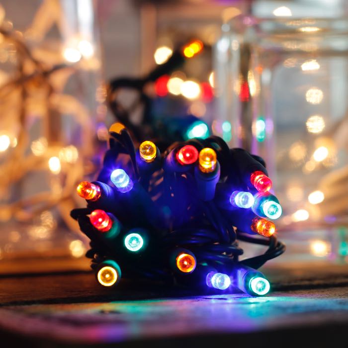 20-light Multicolor LED Craft Lights, Green Wire – Christmas Light Source