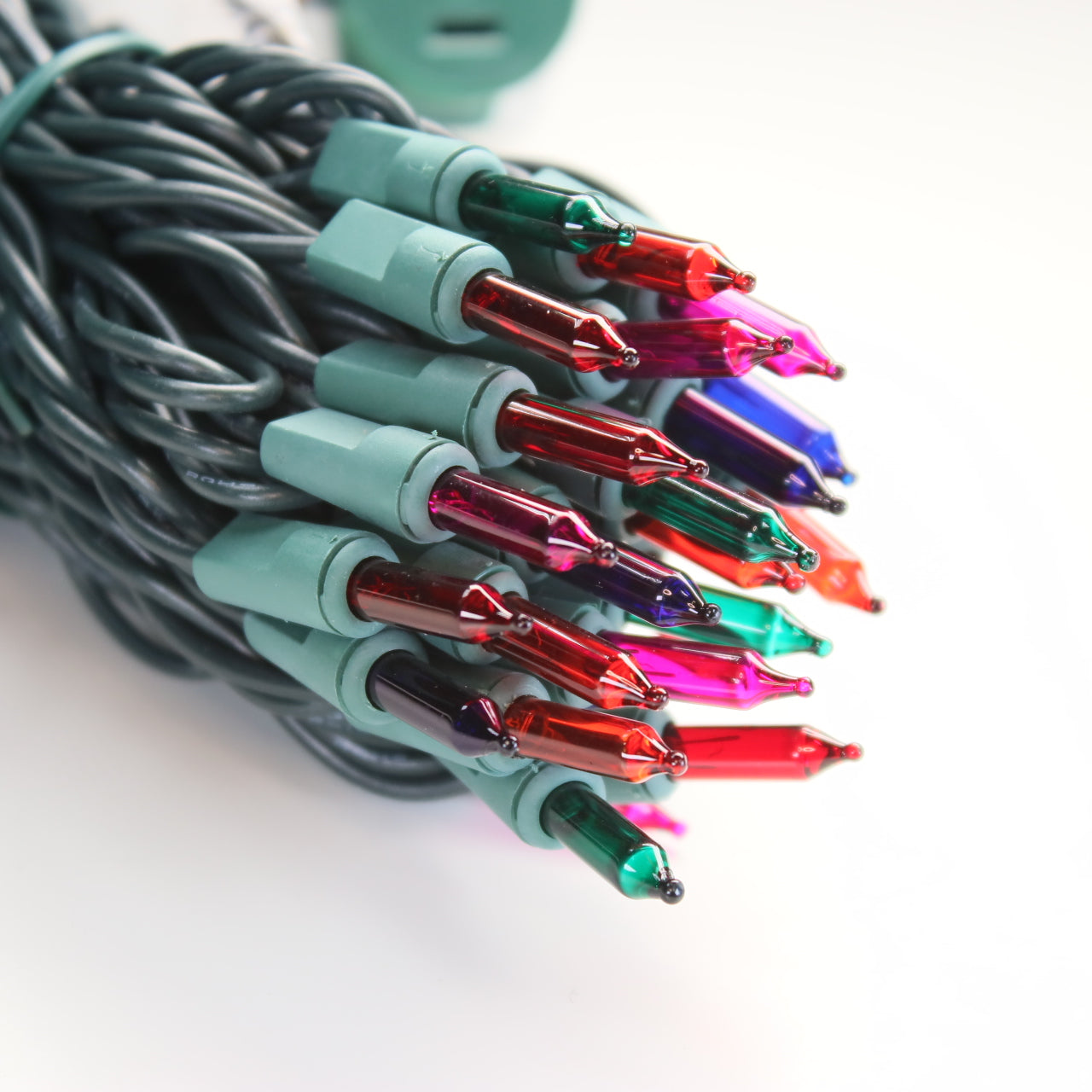 50-bulb Multicolor Mini Lights, 2.5" Spacing, Green Wire – Christmas ...