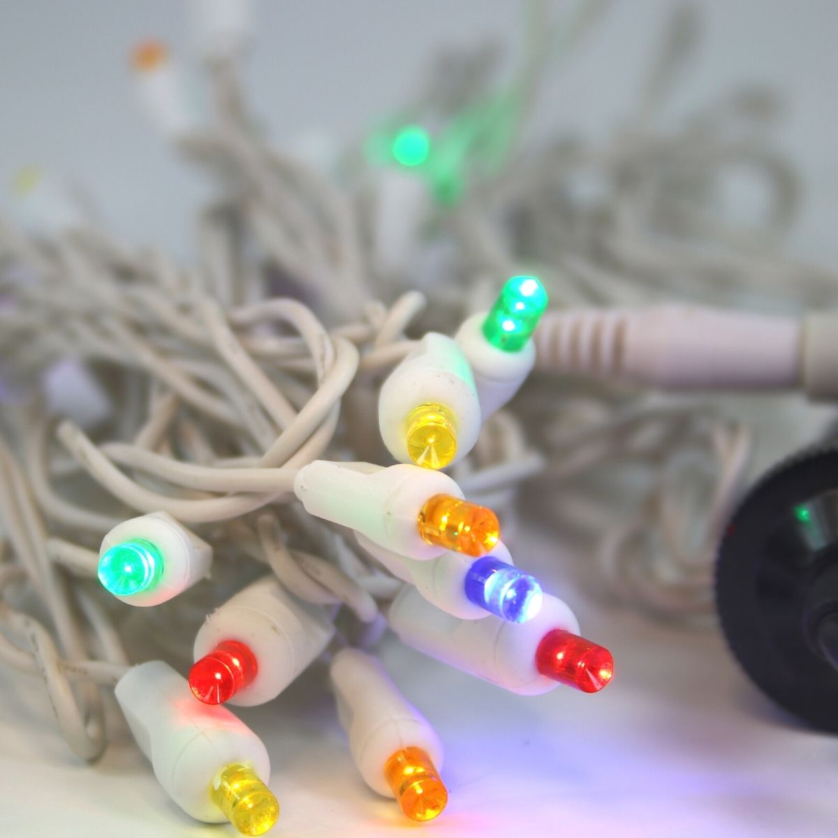 12 Volt LED Lights Multicolor on White Wire – Christmas Light Source