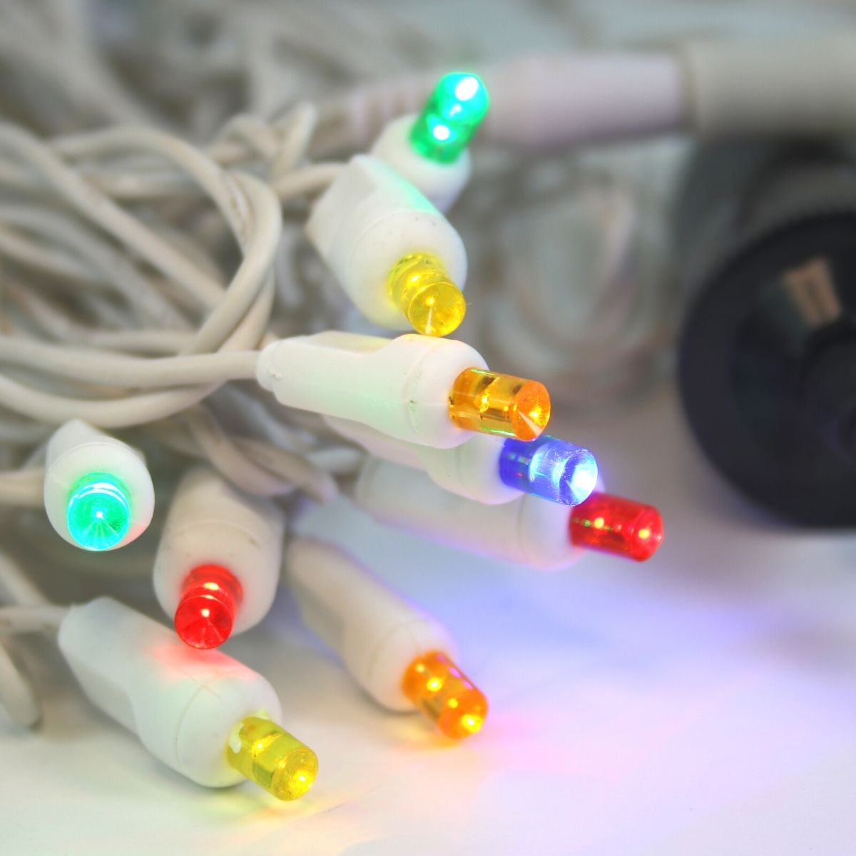 12 Volt LED Lights Multicolor on White Wire – Christmas Light Source