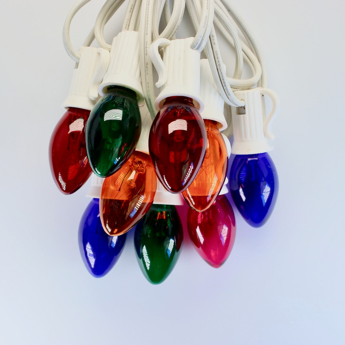 C7 Multicolor Glass Bulbs E12 Bases (25 Pack) – Christmas Light Source