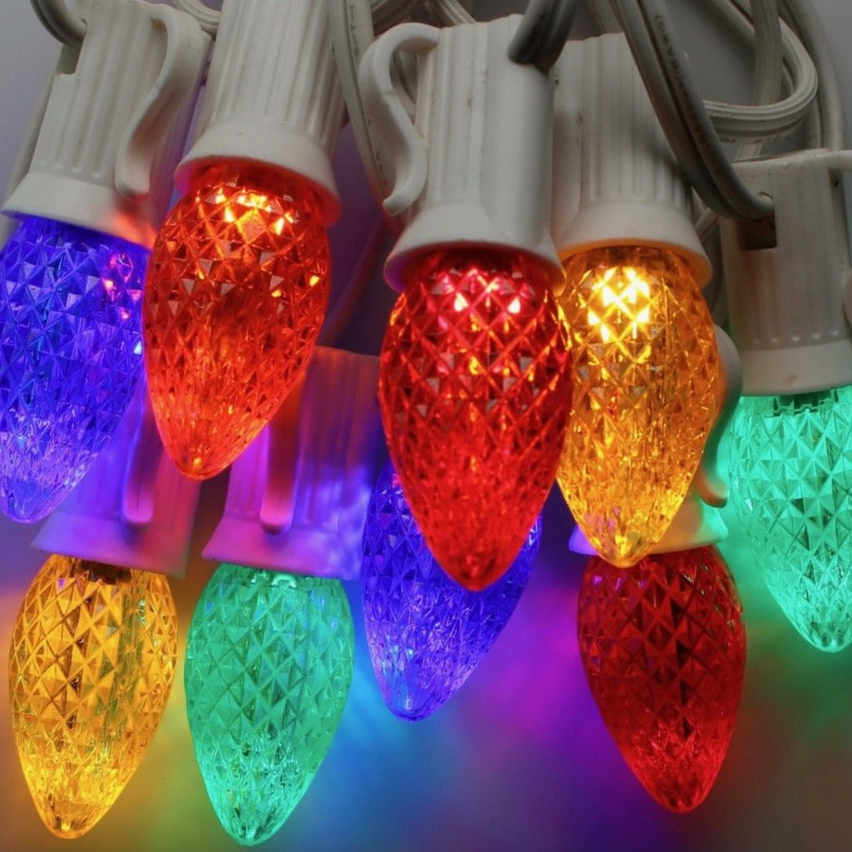 Minleon C7 Multicolor Twinkle LED Bulbs E12 Bases (25 Pack) – Christmas ...