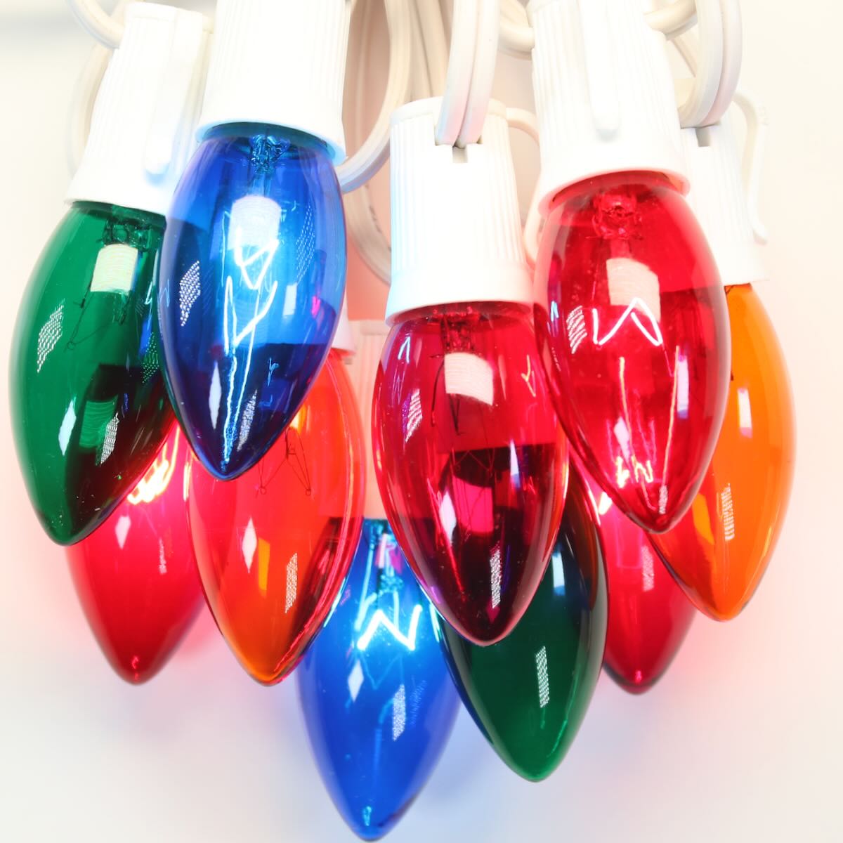 C9 Multicolor Twinkle Glass Bulbs E17 Bases (25 Pack) – Christmas Light ...