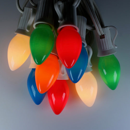 C7 Multicolor Opaque Glass Bulbs E12 Bases (25 Pack) – Christmas Light ...