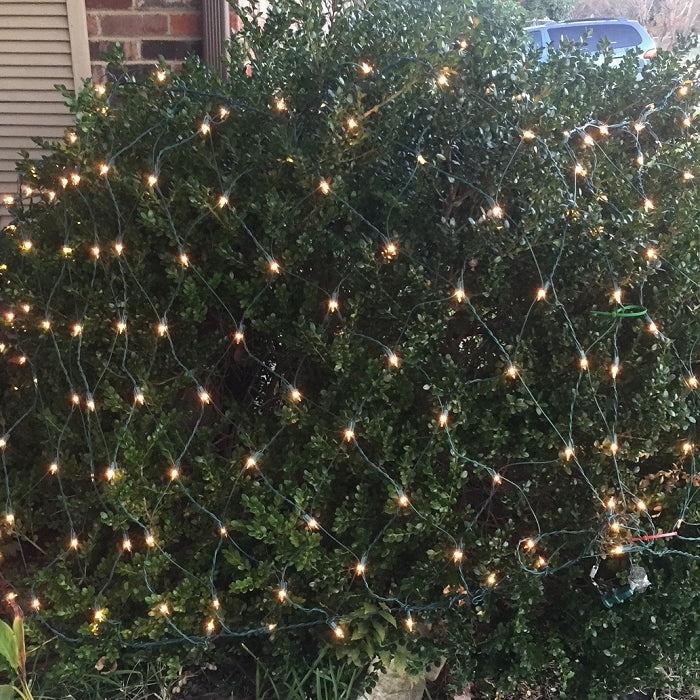 150-bulb Clear (White) Net Lights, Green Wire – Christmas Light Source